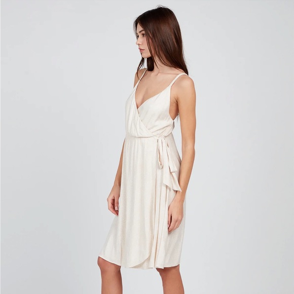 Volcom | Dresses | Volcom Static Bloom Dress In Sandbrown Faux Wrap ...